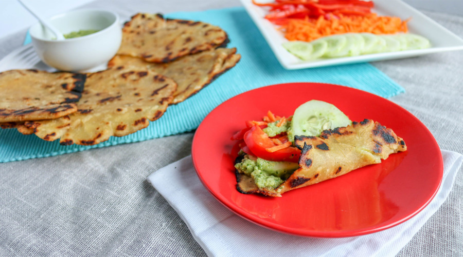 Zucchini and Basil Hummus on Naan - Lunch Version | Once A Month Meals