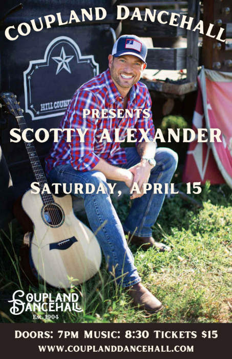 Scotty Alexander Tickets available at door. Restaurant Open 6pm-10pm ...