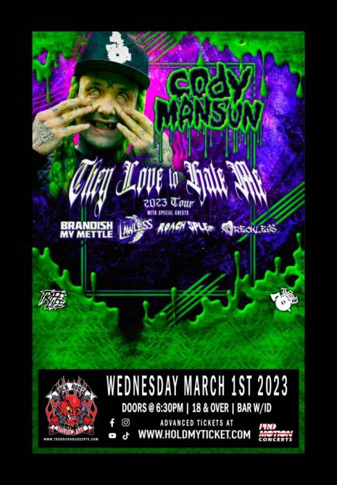 CODY MANSON @ Rockhouse Bar & Grill El Paso, TX - March 1st 2023 8:00 pm
