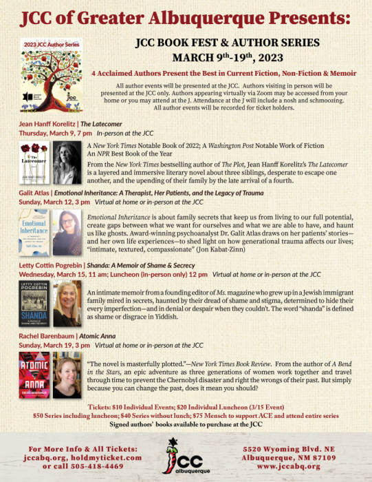 ABQ Jewish Book Fest Series Pass - March Authors March @ JCC of Greater ...