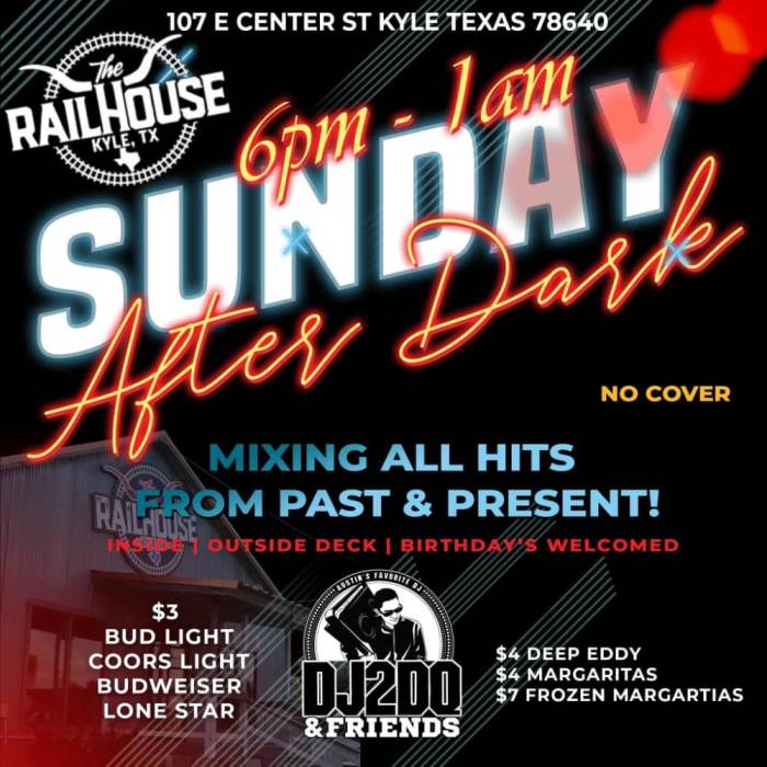 Sunday Funday with DJ 2DQ & DJ Abe Linkon @ The Railhouse Kyle, TX ...