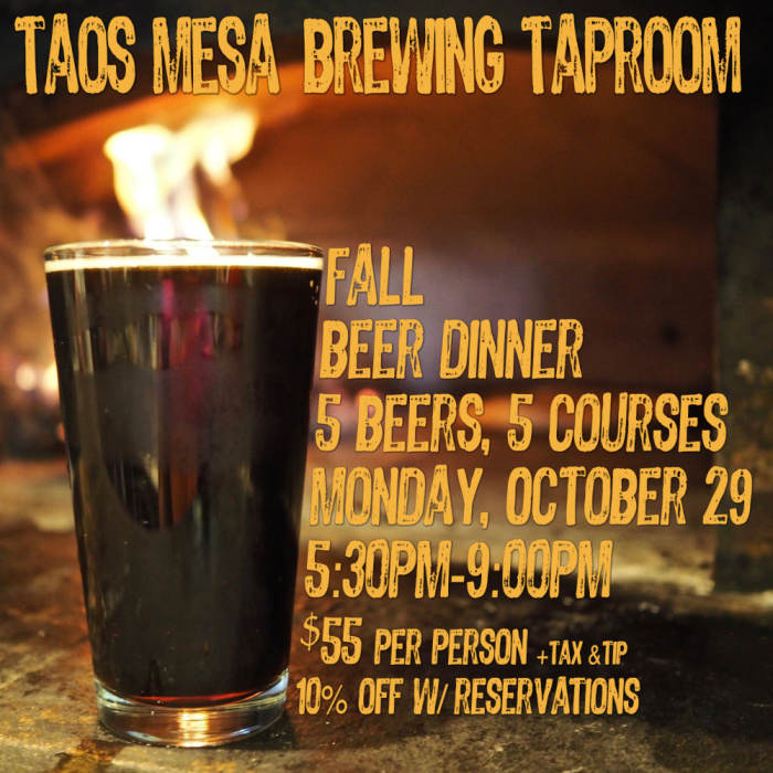 Fall Beer Dinner 5 Beers, 5 Courses @ Taos Mesa Brewing Taos Tap Room ...