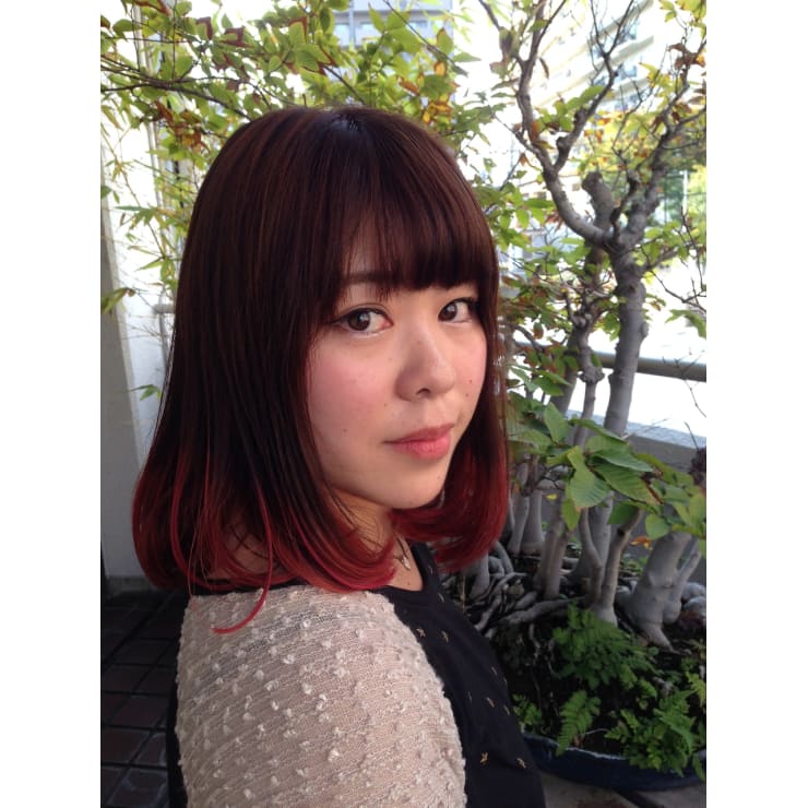 ワインレッドグラデーション@毛先ゆる巻き | felicita hair ワインレッドグラデーション@毛先ゆる巻き | felicita hair